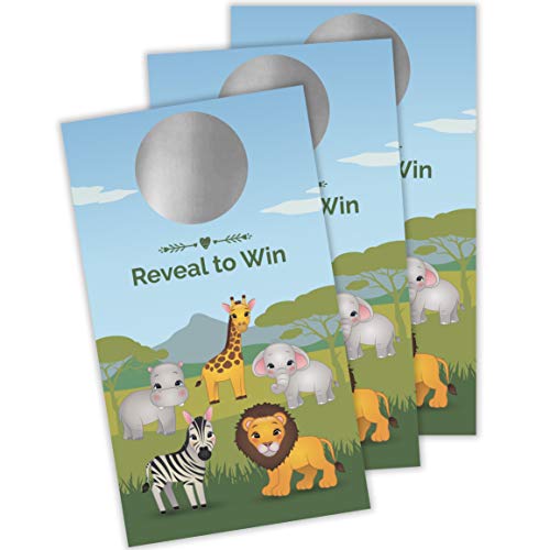 Safari Scratch Off Game - Jungle Animals Baby Shower Party Activity ...