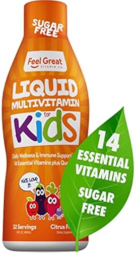 Feel Great Liquid Multivitamin for Kids | Orange Flavored Vegetarian ...