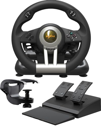 PXN V3 Pro Steering Wheel with Pedals - 180° Gaming Steering Wheel ...