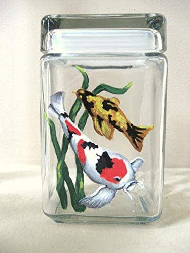 Amazon.com: Koi, Fish Food Container, Free Shipping, Hand Painted Glass ...