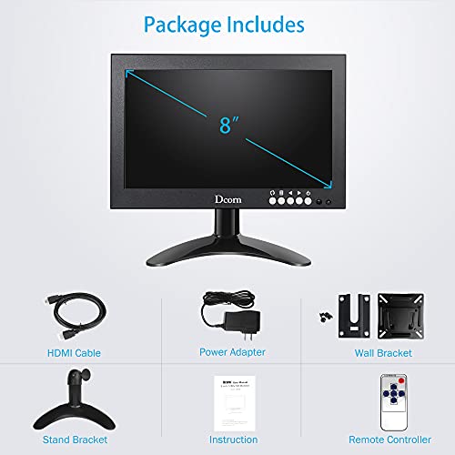 Dcorn 8 inch Mini Monitor, Small HDMI Monitor 1280x720 16:9 IPS Metal ...