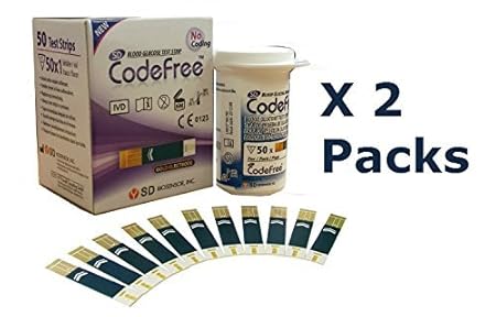 100 Strips - SD Codefree Blood Glucose Monitor/Monitoring Test/Testing ...