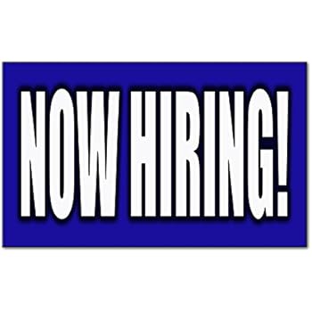 Amazon.com: Now Hiring White Blue Car Door Magnets Magnetic Signs-QTY 2 ...