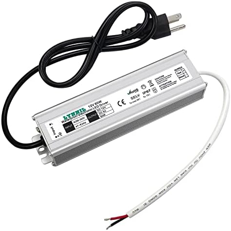 LYNNIL LED Driver 60W 12V Waterproof IP67 LED Power Supply Transformer Adapter 90-264V AC to 12V ...