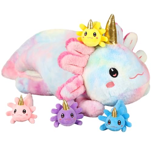 23 Inch Axolotl Plush Toy, Cute Axolotl Stuffed Animal Mommy with 4 ...