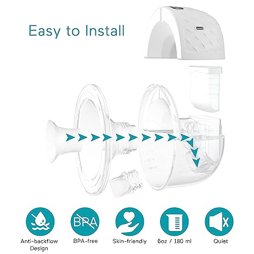 Paruu P10 Hands-Free Breast Pump Wearable, 338mmHg Strong Suction, Low Noise, 4 Modes & 9 Levels ...