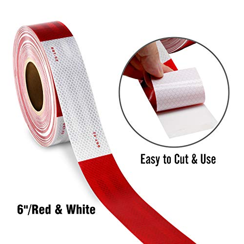 SEVEN SPARTA DOT-C2 Reflective Safety Tape 2 Inch x 200 Feet Red/White Conspicuity Tape for ...