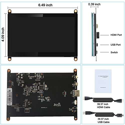 HMTECH 7 Inch Raspberry Pi Screen Touchscreen Monitor 1024x600 HDMI ...