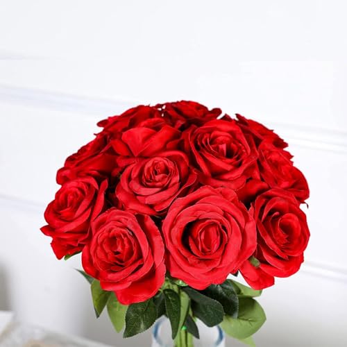 50% discount on 12 Pcs Artificial Roses,19.29in Silk Single Stem Roses ...