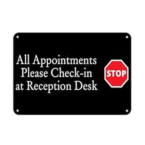 Amazon.com : All Appointments Please Check-in at Reception Desk Stop ...