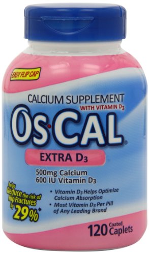 Os-Cal Calcium Supplement With Vitamin D Bottles, 120 Coated Caplets ...