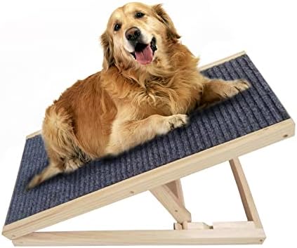 RULI 28" Adjustable Dog Ramp with Traction Mat, Non-Slip Wooden Ramps ...