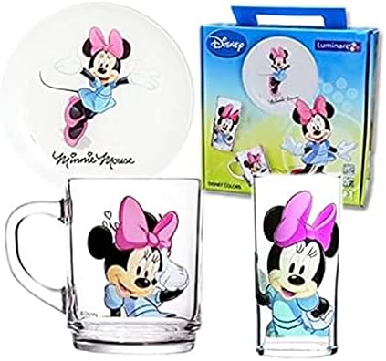 Luminarc Arcopal Minnie Print Dinnerware Set for Kids, 3 Pieces - Multi ...
