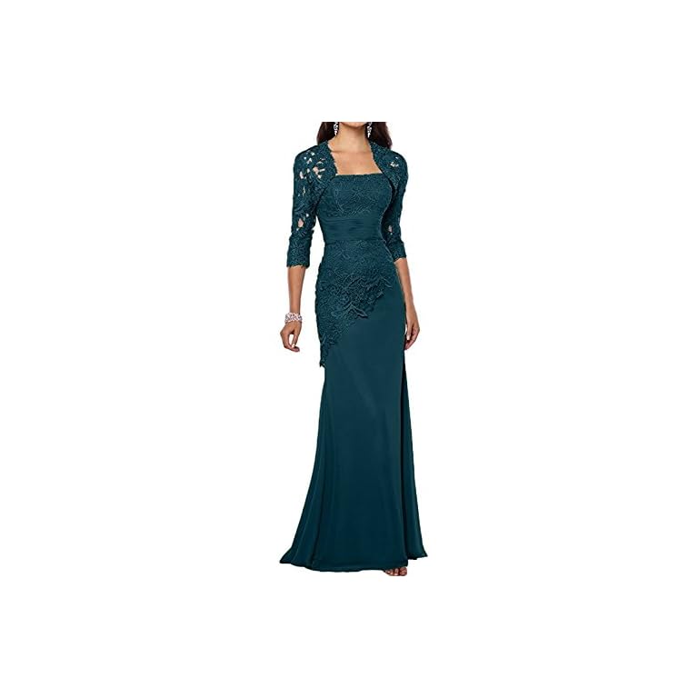 Pretygirl Women's Lace Long Mother of The Bride Dress with Jacket ...