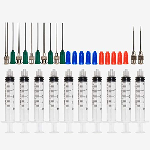 Buy 10 Pack 5ml Plastic Syringe with 12Ga 15Ga 16Ga 17Ga 18Ga 1.5 ...