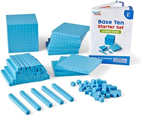 hand2mind Blue Plastic Base Ten Blocks Complete Set, Place Value Blocks ...