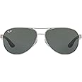 Ray-Ban Men's RB3457 Aviator Sunglasses, Gunmetal/Dark Green, 59 mm ...