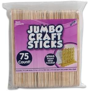 Amazon.com: 75Ct 5.9 Jumbo Craft Stick Natural Wood: Arts, Crafts & Sewing