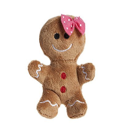 10cm Plush Gingerbread Man Soft Toy With Pink Bow - Christmas Soft Toys ...