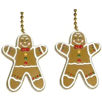 Set of Two Gingerbread Men Ceiling Fan Pull Chain Christmas Decor ...
