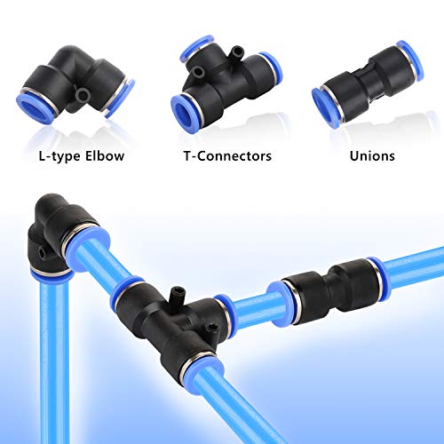 WYNNsky Shop Air Line Kit, 1/2 Inch OD×60 Feet PU Air Tube with Push to ...