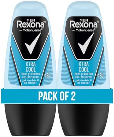 Rexona for Men Antiperspirant Deodorant Roll-On, 48 Hour Sweat and Odor Protection, Xtra Cool ...