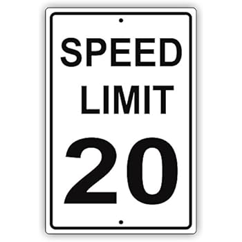 Amazon.com: Speed Limit 20 MPH Miles Per Hour Black Letters Zone Slow ...