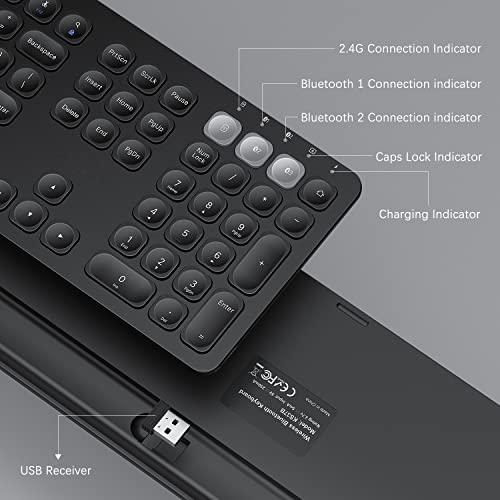 Wireless Bluetooth Keyboard, Dual Mode (Bluetooth 4.2+USB) with Multi ...