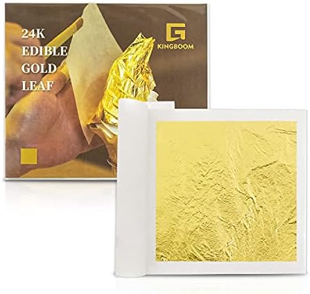24K Genuine Edible Gold Leaf by KINGBOOM, 10 Sheets Gold Foil, Loose ...