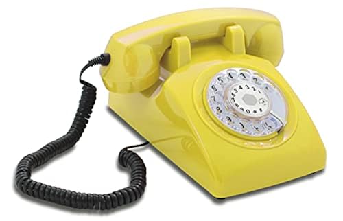 Yellow Rotary Retro Phone with Classic Italian Telecom Rotary Dial ...