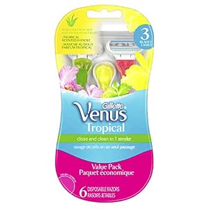 Amazon.com: Gillette Venus Tropical Value Pack 6 Disposable Razors 3 ...