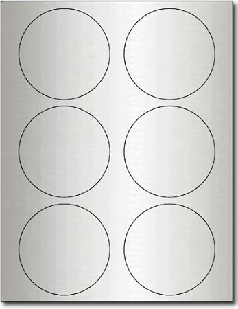 Amazon.com : 3 1/3" Round Inkjet Silver Foil Labels - 10 Sheets / 60 ...