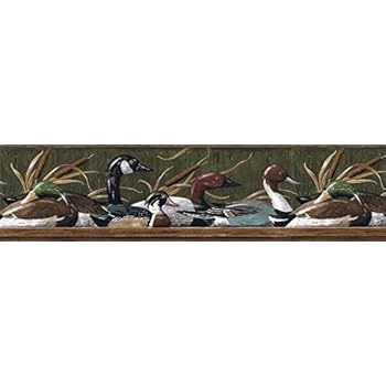 Ducks Lodge Hunting Birds Wallpaper Border - Green Plaid - - Amazon.com