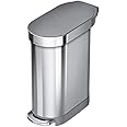 Amazon.com: simplehuman 45 Liter / 12 Gallon Slim Hands-Free Kitchen Step Trash Can, Brushed ...