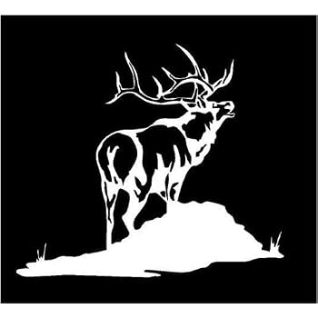 Amazon.com: WHITE Vinyl Decal - Elk bugle mountain hunt hunting antlers ...