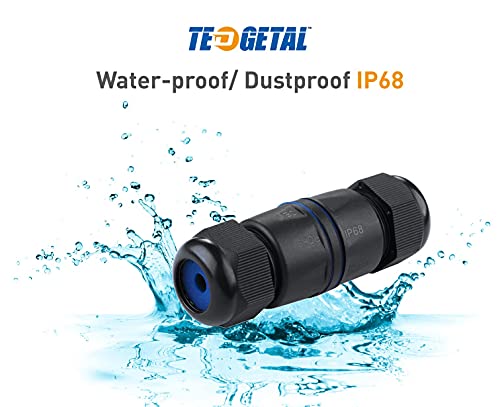 Tedgetal Waterproof RJ45 Connector 2 Pack IP68 Cat6/Cat5E/Cat5 Coupler Shielded for Outdoor ...