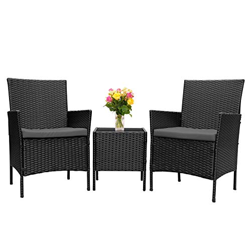 INTEY Patio Furniture Sets Balcony Patio Set 3 Piece Rattan Wicker ...