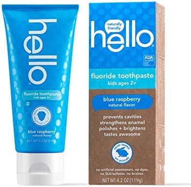 Hello Oral Care ADA Approved SLS Free Kids Fluoride Toothpaste, Blue ...