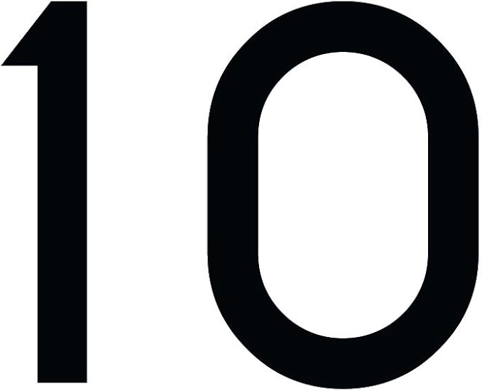 Zahlenaufkleber Nummer 10, schwarz, 5cm (50mm) hoch, Aufkleber mit ...