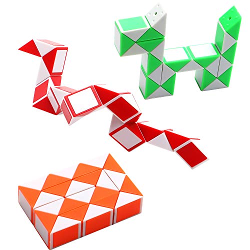 Sunshane 24 Pack 24 Blocks Magic Snake Cube, Mini Snake Speed Cubes ...