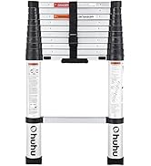 Aluminum Telescoping Ladder, Ohuhu Upgraded 12.5 FT ANSI Certified One-Button Retraction ...