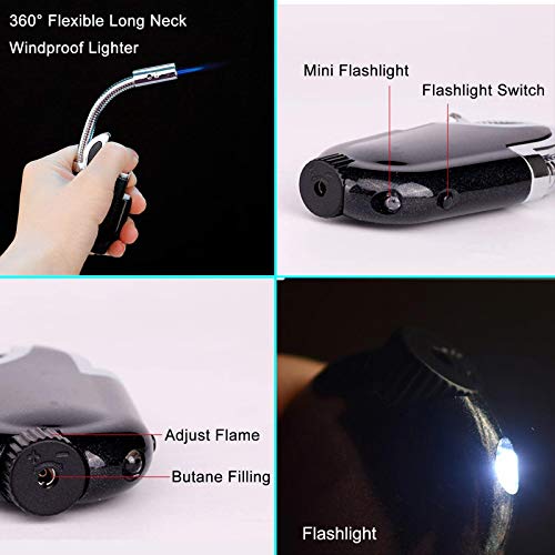 Yeuligo 2 Pack Butane Lighter, Mini Torch Lighter with Key Ring, Adjustable Jet Flame Windproof ...