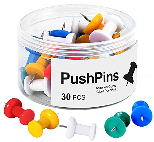 MROCO 30 PCS Extra Large Push Pins, 1.5" Giant Push Pins for Bulletin ...