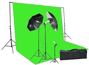 Amazon.com : Fancierstudio Chromakey Green Screen Kit 1000 Watt Video ...