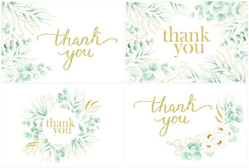 Spark Ink 100 Thank You Cards with Envelopes - Watercolor Style - Blank ...