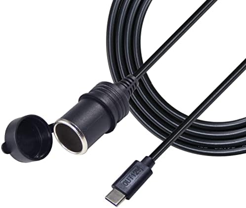QIUCABLE USB C to Cigarette Lighter Adapter - 3ft 12V USB Type-C Male Plug to Cigarette Lighter ...