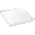 Amazon.com: 18×18 Inches Glossy White Acrylic Serving Tray with Handles ...
