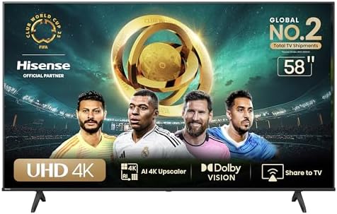 Hisense 58 inch Smart TV UHD 4K E6N-Dolby Vision,Game Mode Plus,Smooth ...