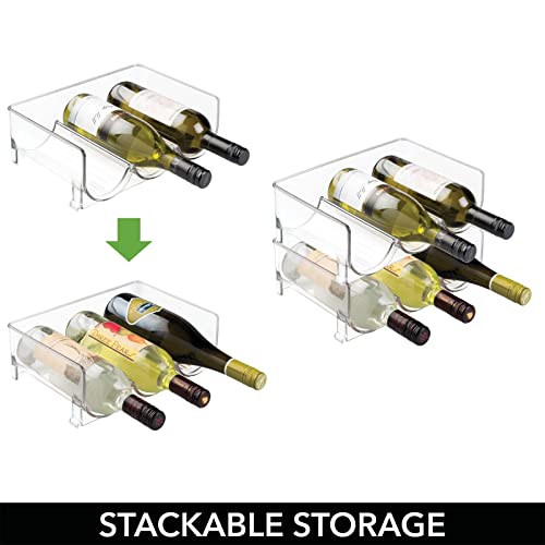 mDesign Stackable Plastic 3 Bottle Refrigerator Wine Rack - Kitchen ...