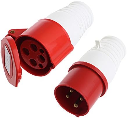 Generic 16 Amp 4Pin Industrial Plug + Socket 3Phase 380-415V Weatherproof IP44 16A 3P+E -Y103 ...